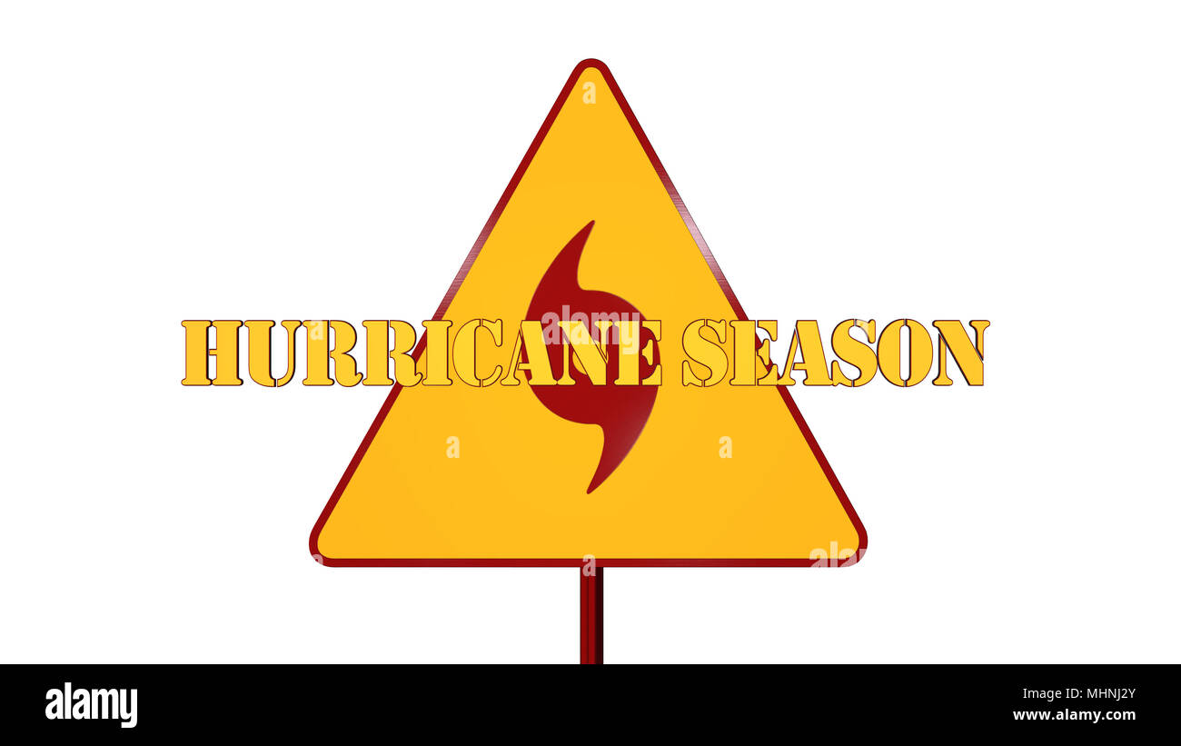 Hurricane Warning Road Sign Isolated On White Background 3D Rendering ...