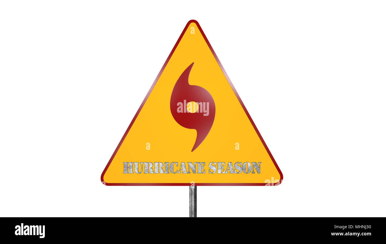 Hurricane Warning Road Sign Isolated On White Background 3D Rendering ...