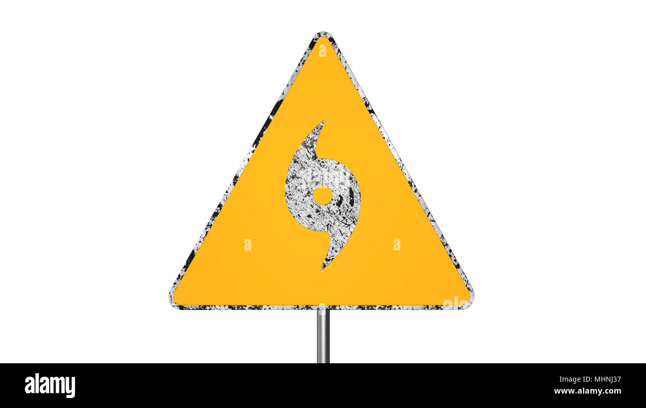 Hurricane Warning Road Sign Isolated On White Background 3D Rendering ...