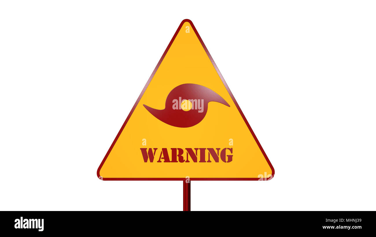 Hurricane Warning Road Sign Isolated On White Background 3D Rendering ...