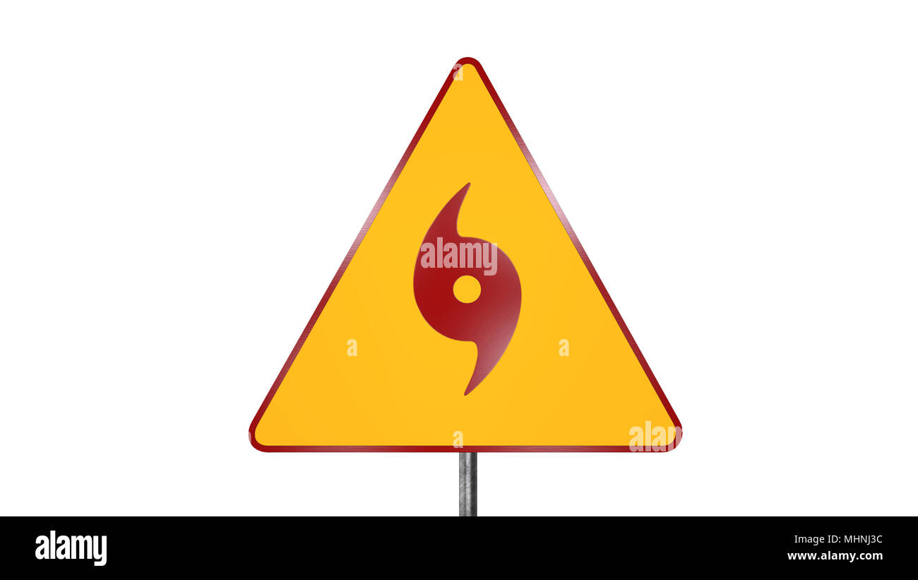 Hurricane Warning Road Sign Isolated On White Background 3D Rendering ...