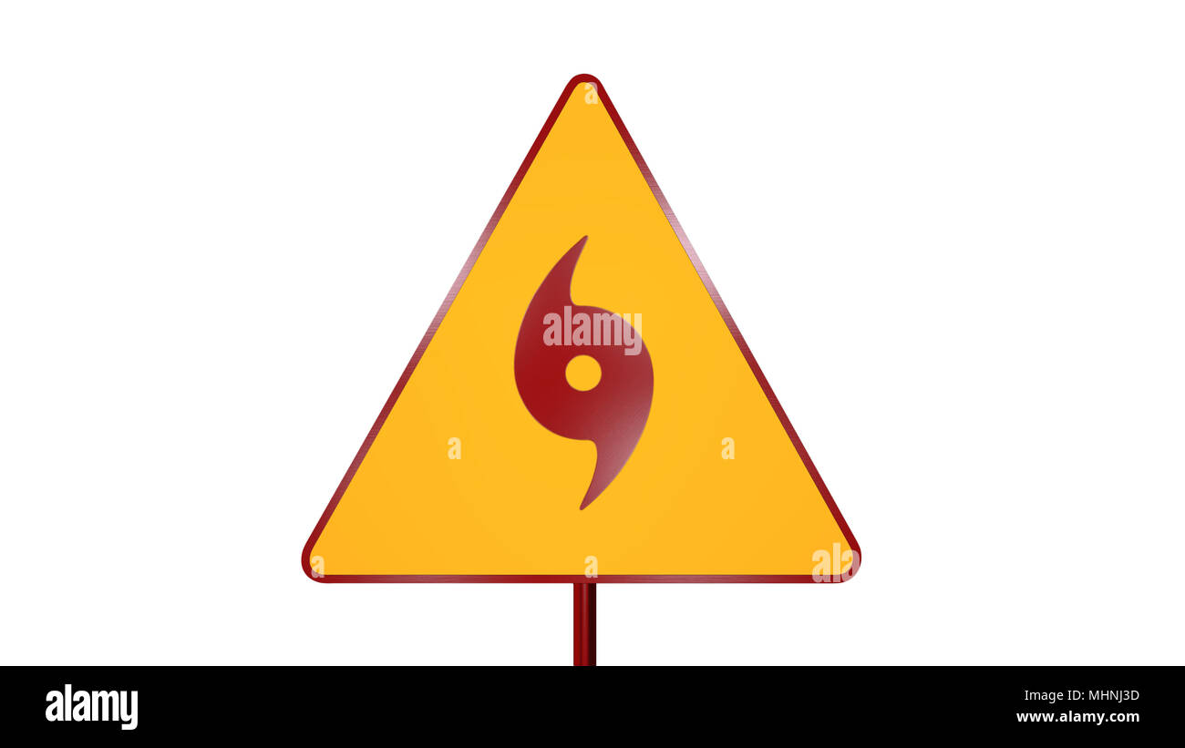 Hurricane Warning Road Sign Isolated On White Background 3D Rendering ...