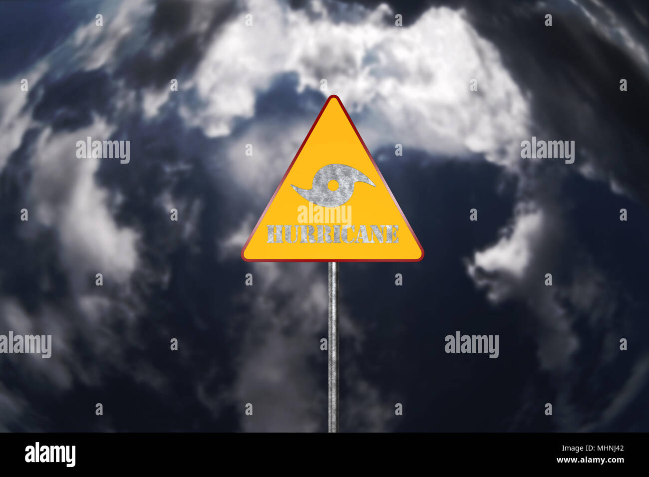 Hurricane Danger Sign and Storm In The Background 3D Rendering Stock ...