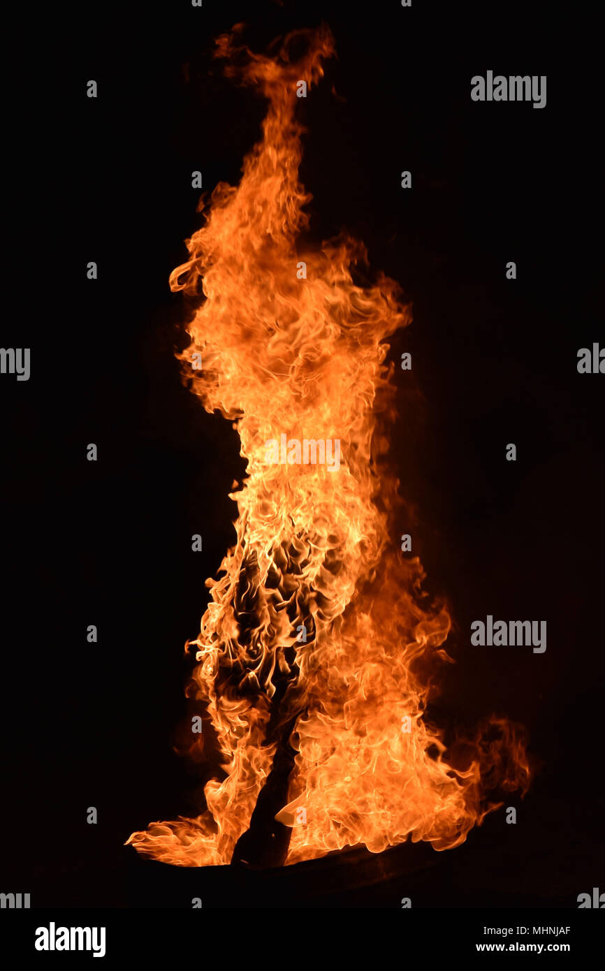 Tall Bonfire at Night Stock Photo - Alamy