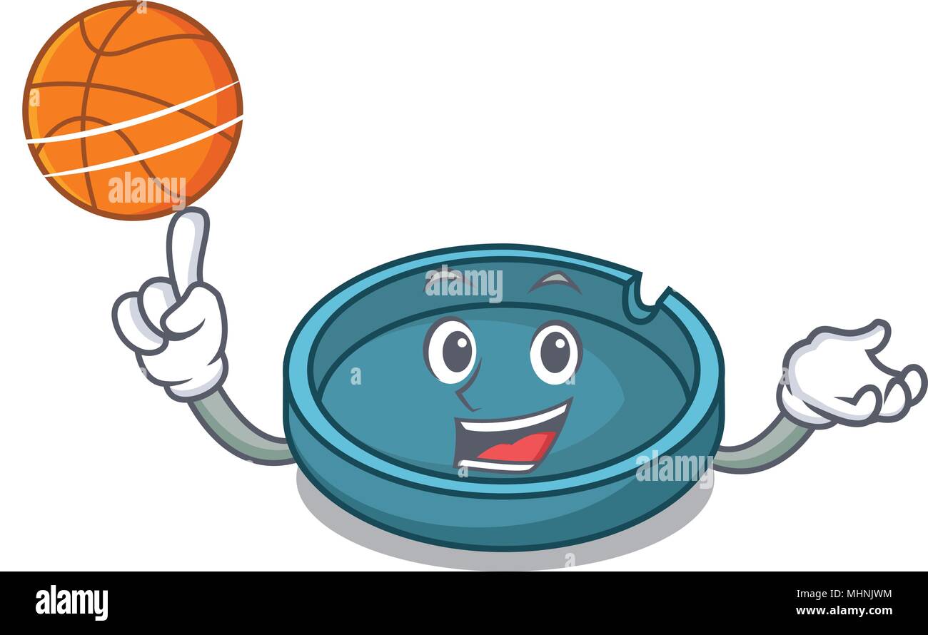 With basketball ashtray character cartoon style vector illustration ...