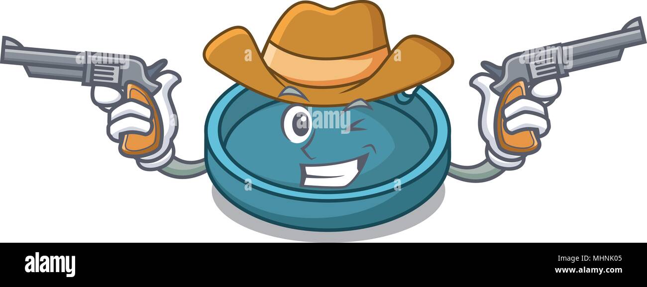 Cowboy ashtray character cartoon style vector illustration Stock Vector ...