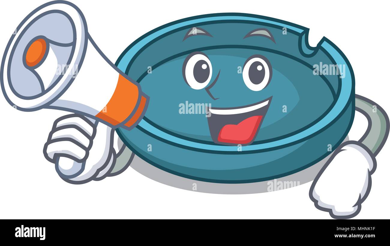 With megaphone ashtray character cartoon style vector illustration ...