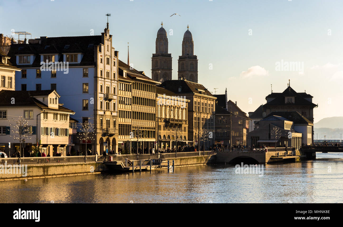 Buildings at the embankment of Zurich - Switzerland Stock Photo - Alamy