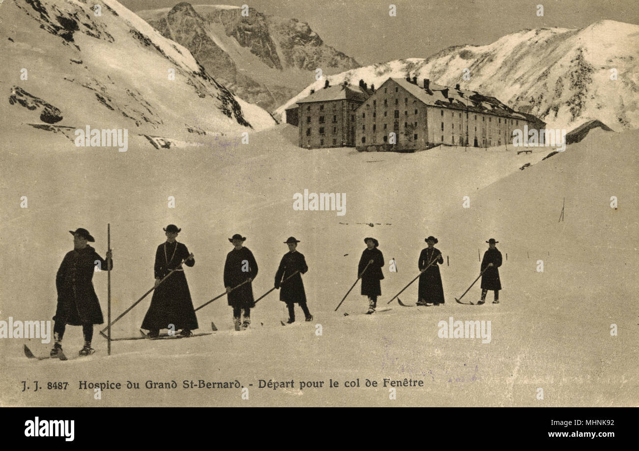 Hospice Du Grand St Bernard On The Great St Bernard Pass Stock Photo hospice-du-grand-st-bernard-on-the-great-st-bernard-pass-stock-photo
