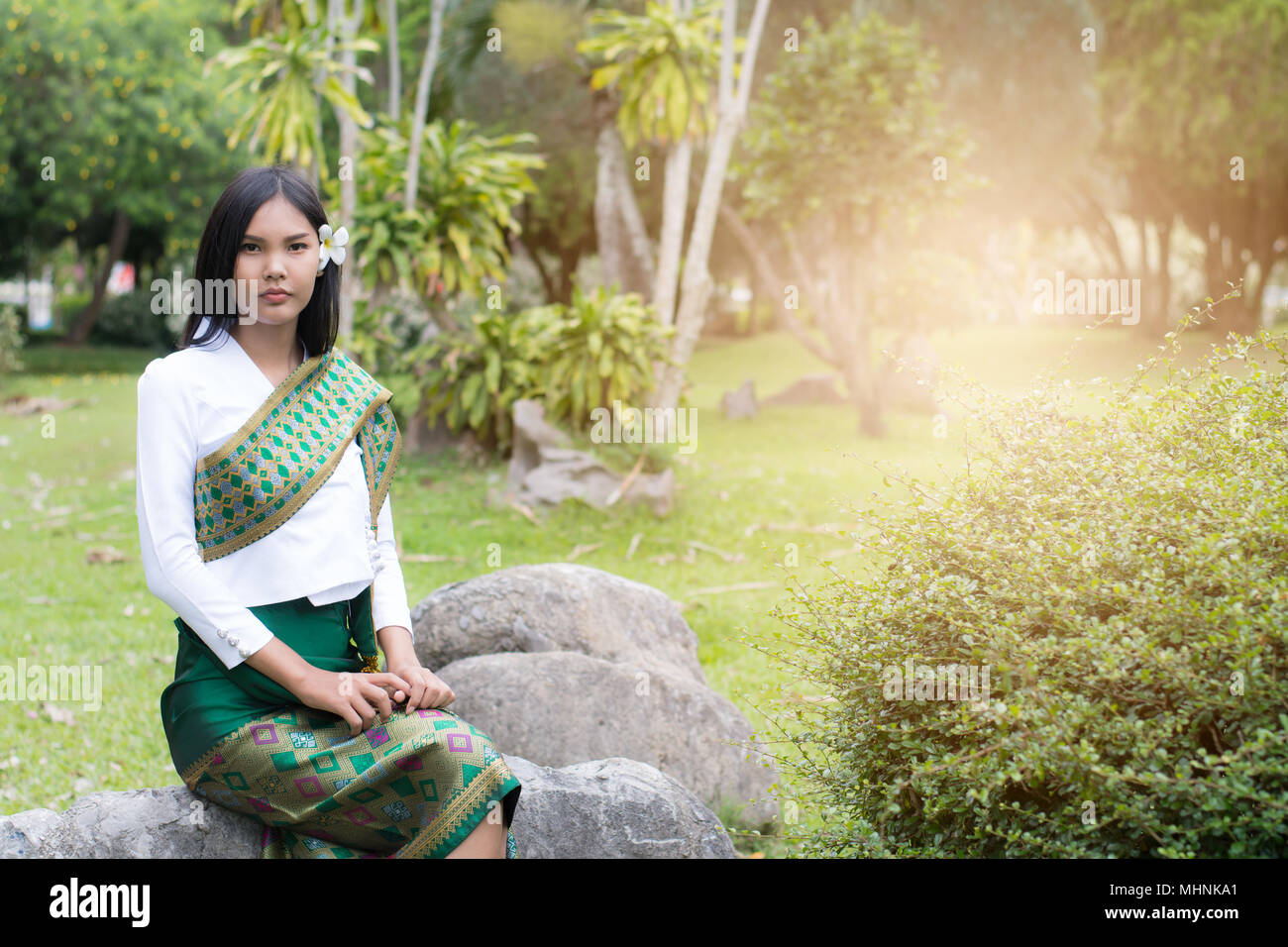 Beautiful Laos girl in Laos costume ,Asian woman wearing traditional ...