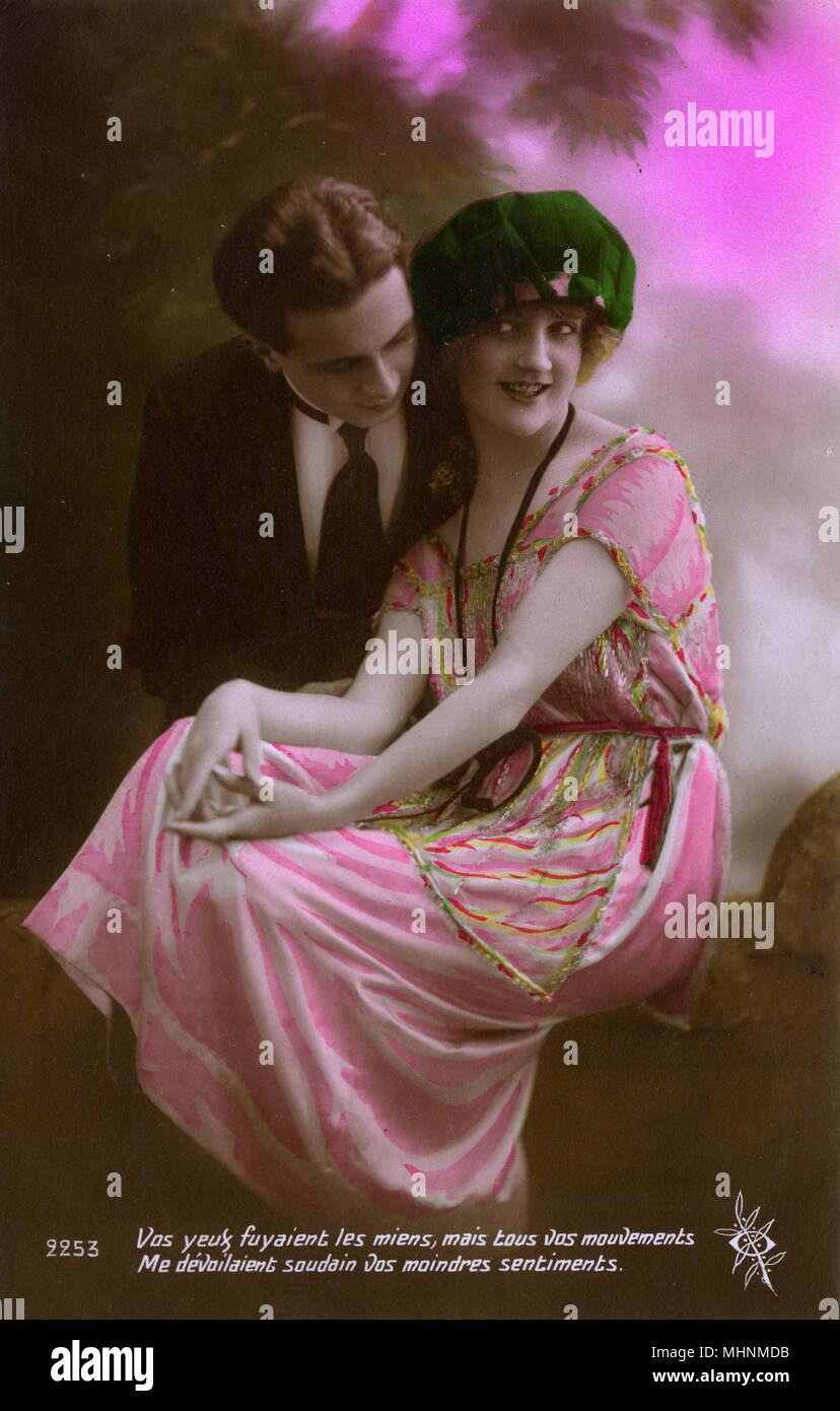 Kitsch French romantic postcard Stock Photo - Alamy