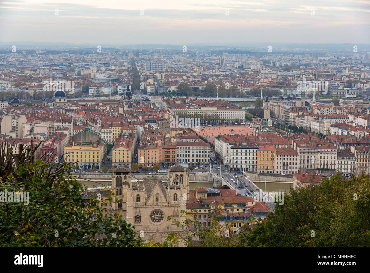 Aerial view lyon city france hi-res stock photography and images - Alamy