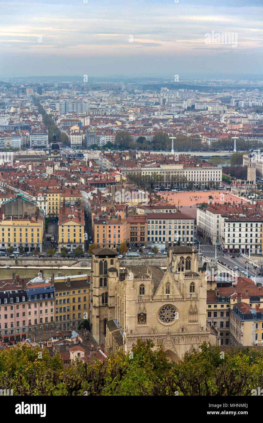 Aerial view lyon city france hi-res stock photography and images - Alamy