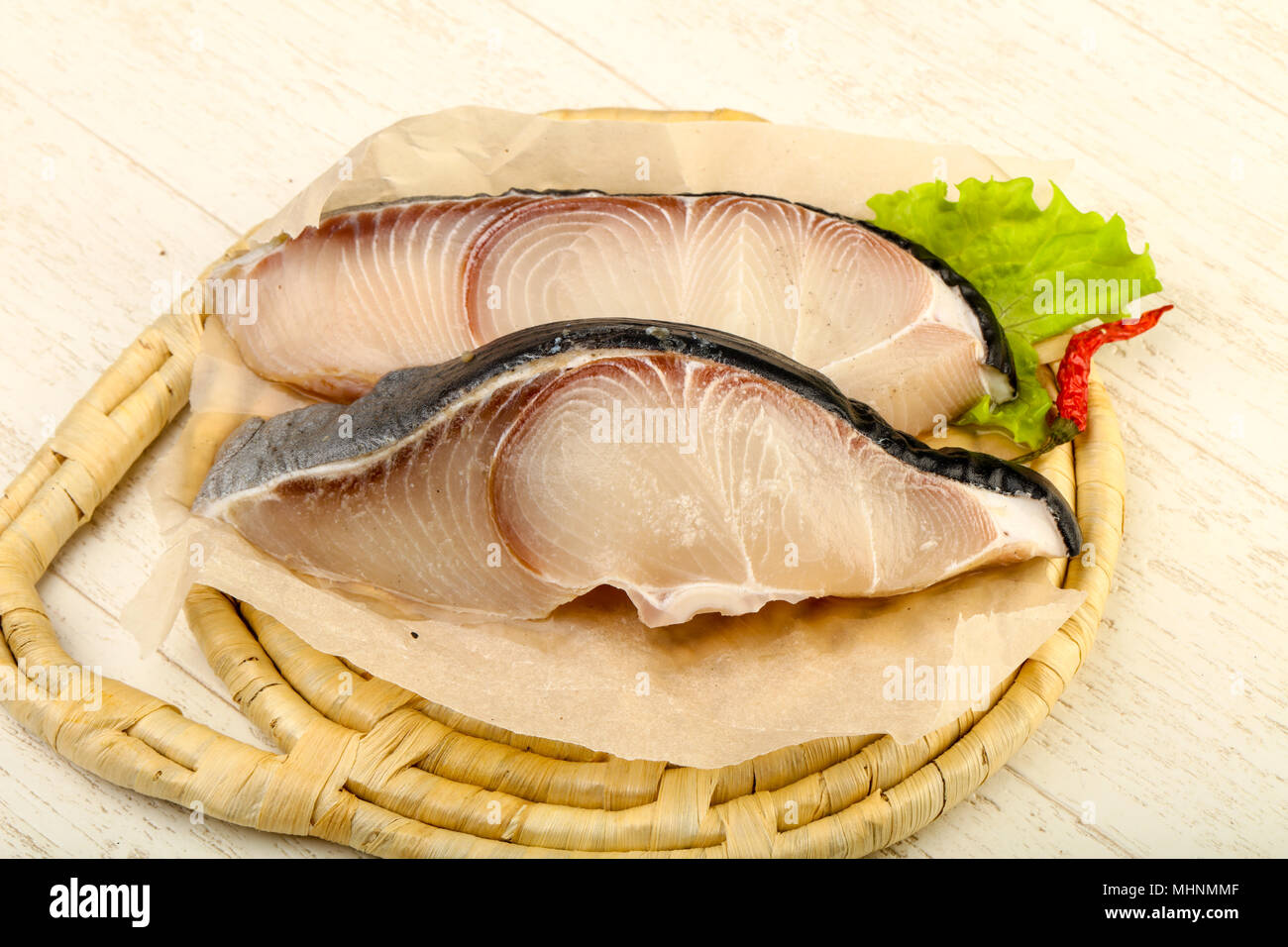 Raw juicy shark steak ready for grill Stock Photo - Alamy