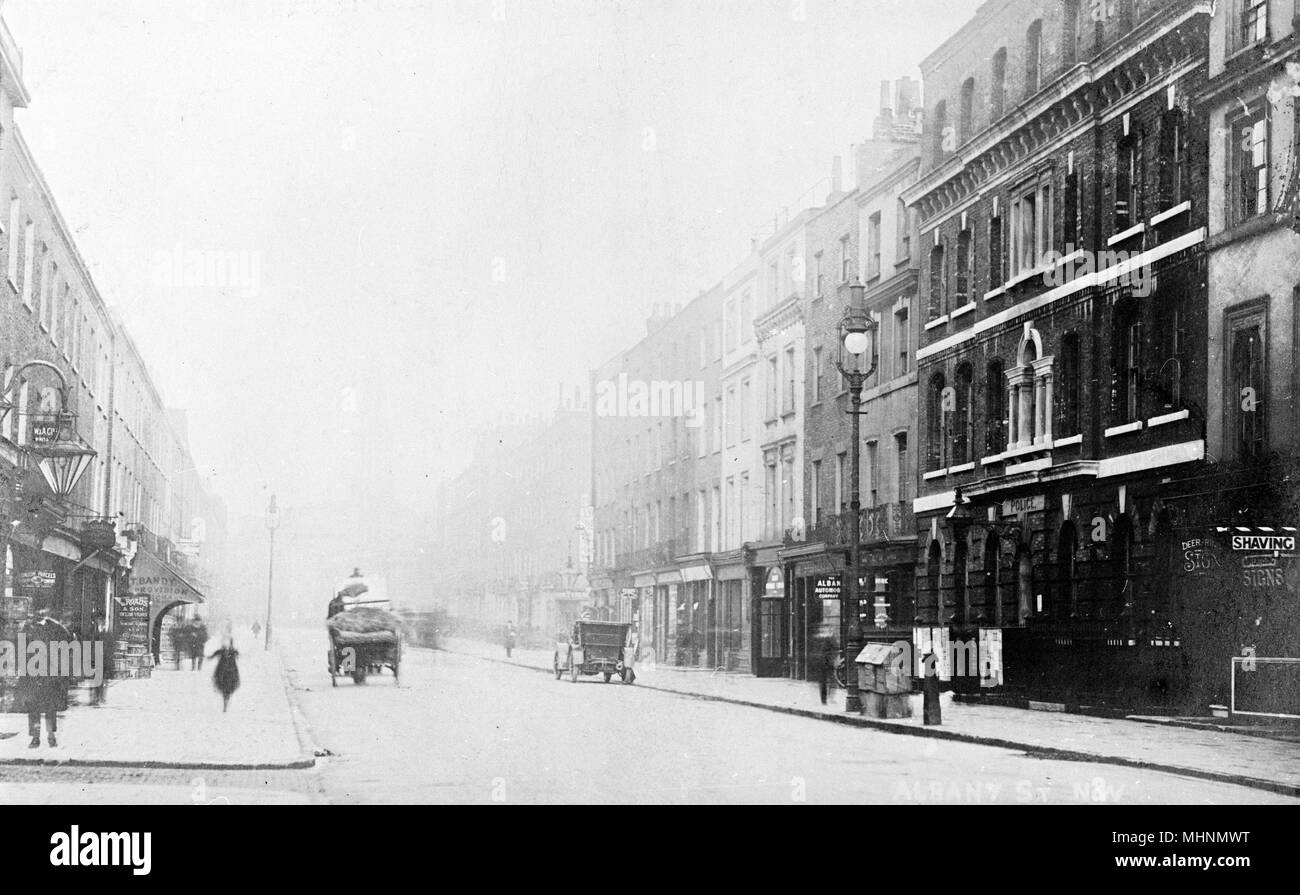 Albany Street, NW London, with the police station on the right. Date ...