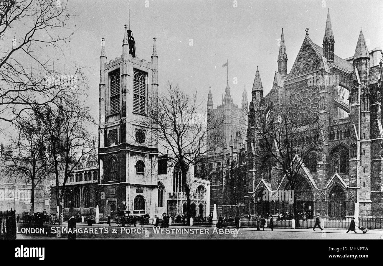 St Margaret's Church and Westminster Abbey, London. Date: circa 1905 ...