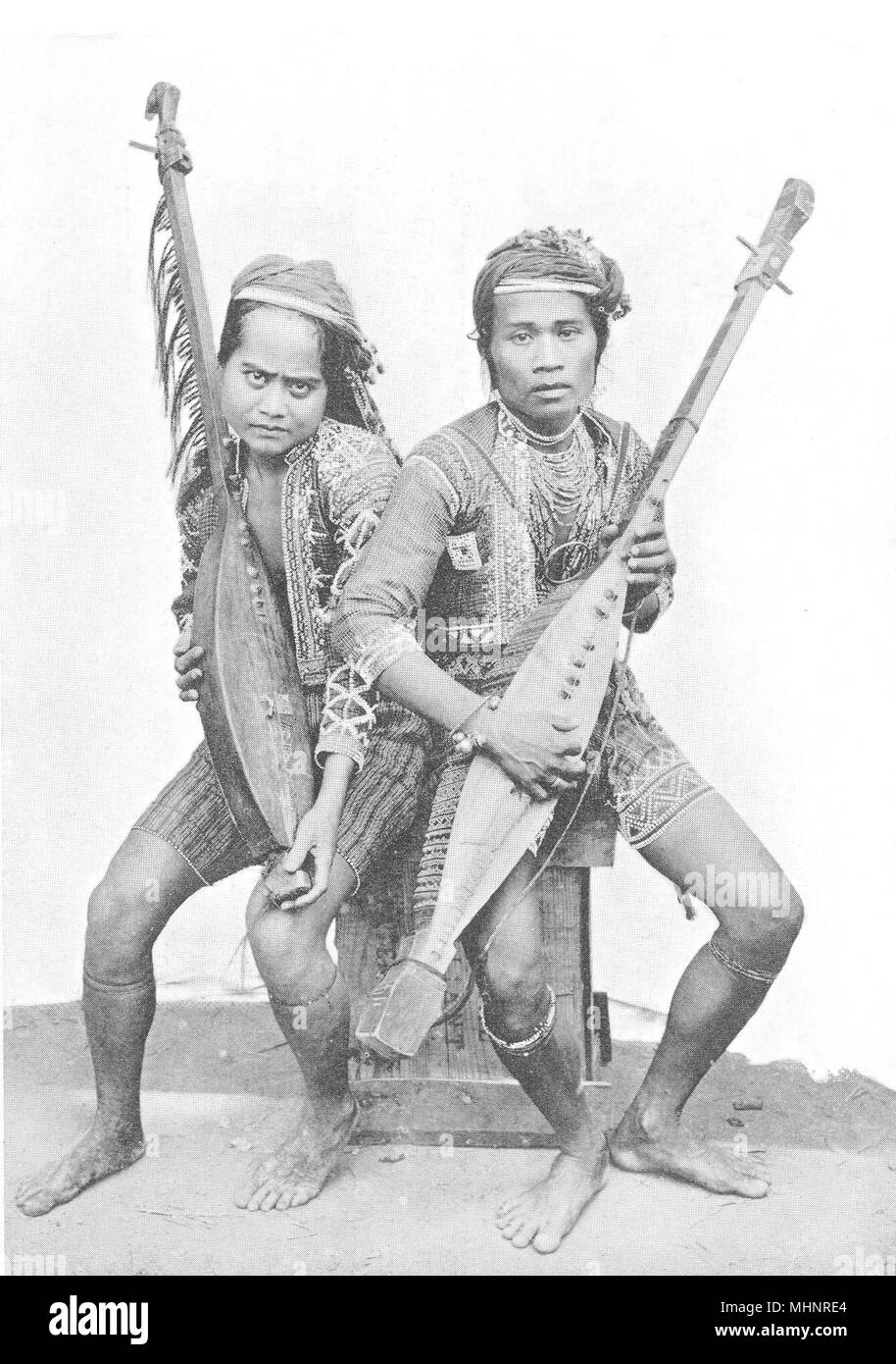 PHILIPPINES. Bagobo Musicians; 1900 old antique vintage print picture ...