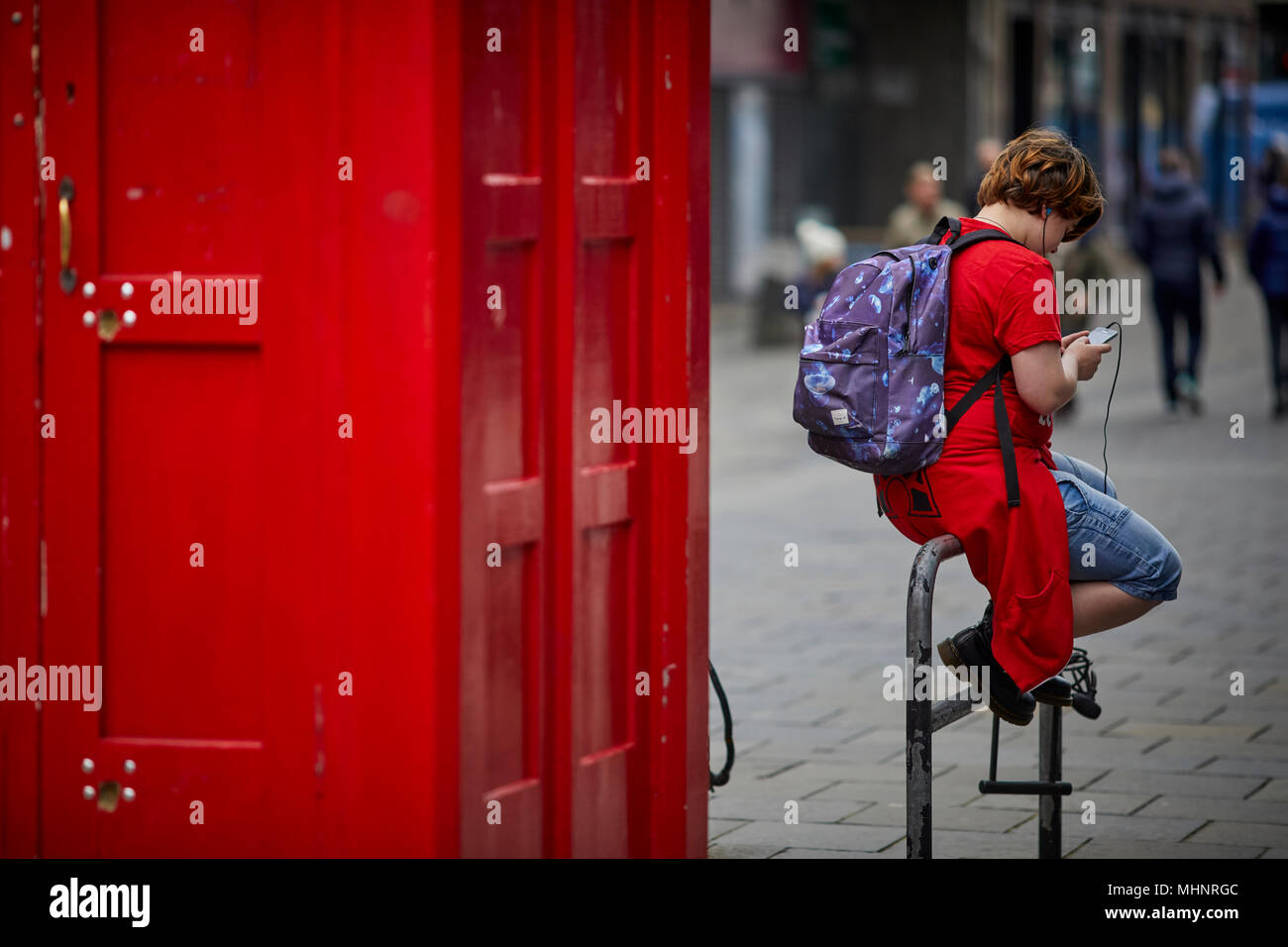 Glasgow in Scotland, Red police box Stock Photo - Alamy