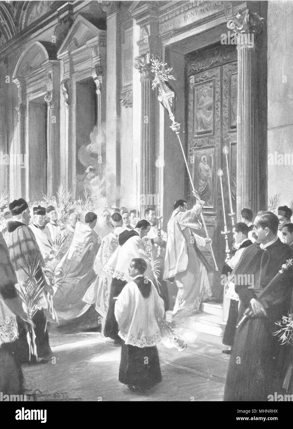 ROME. A Lenten custom, Rome; Holy week Palm Sunday. Basilica 1900 old ...
