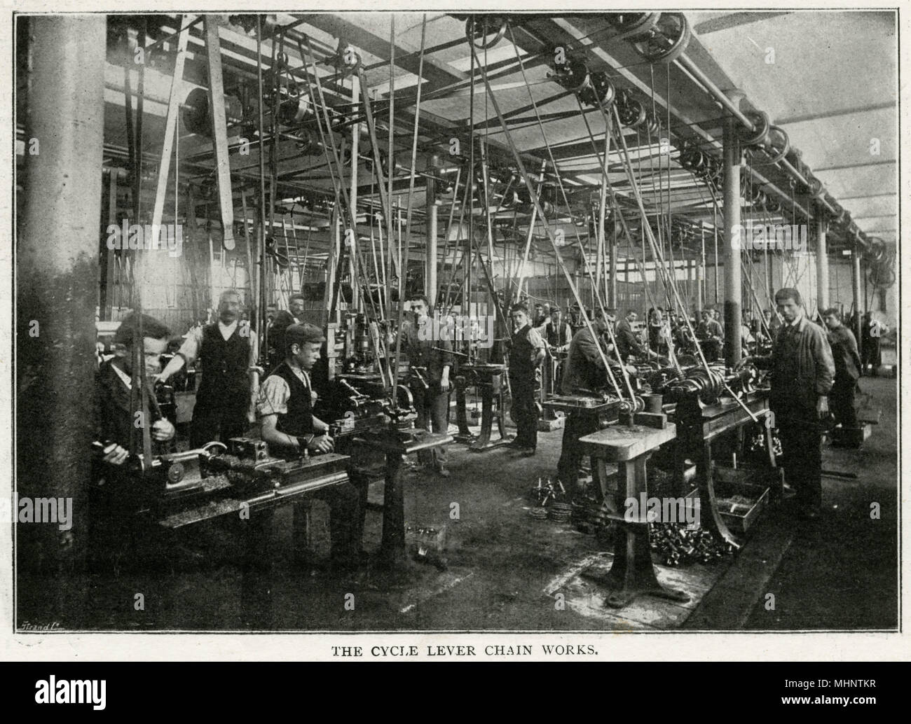 Cycle lever chain works in France 1896 Stock Photo - Alamy