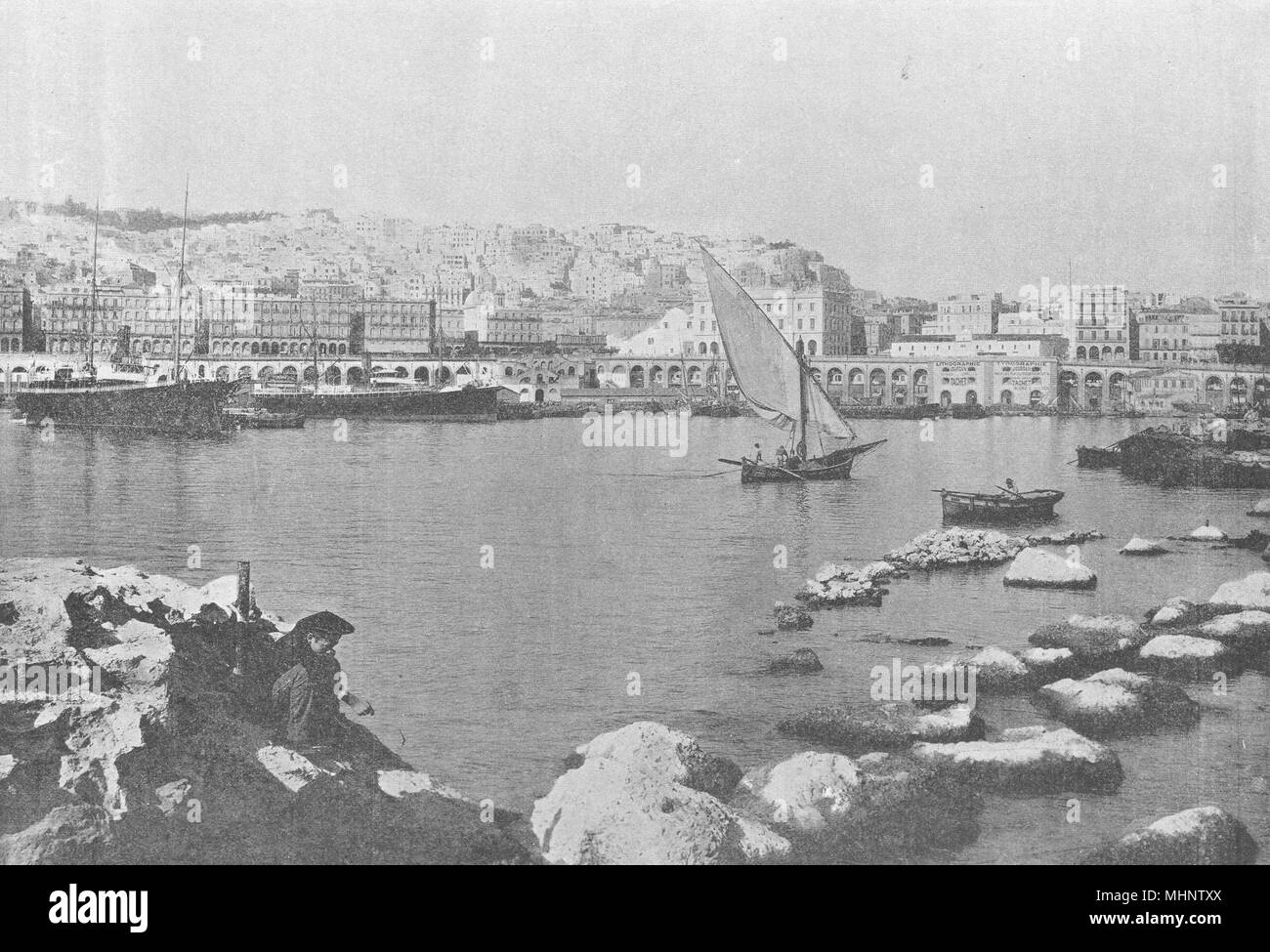 ALGERIA. Algiers (Alger) . Entrée du port 1895 old antique print picture Stock Photo - Alamy