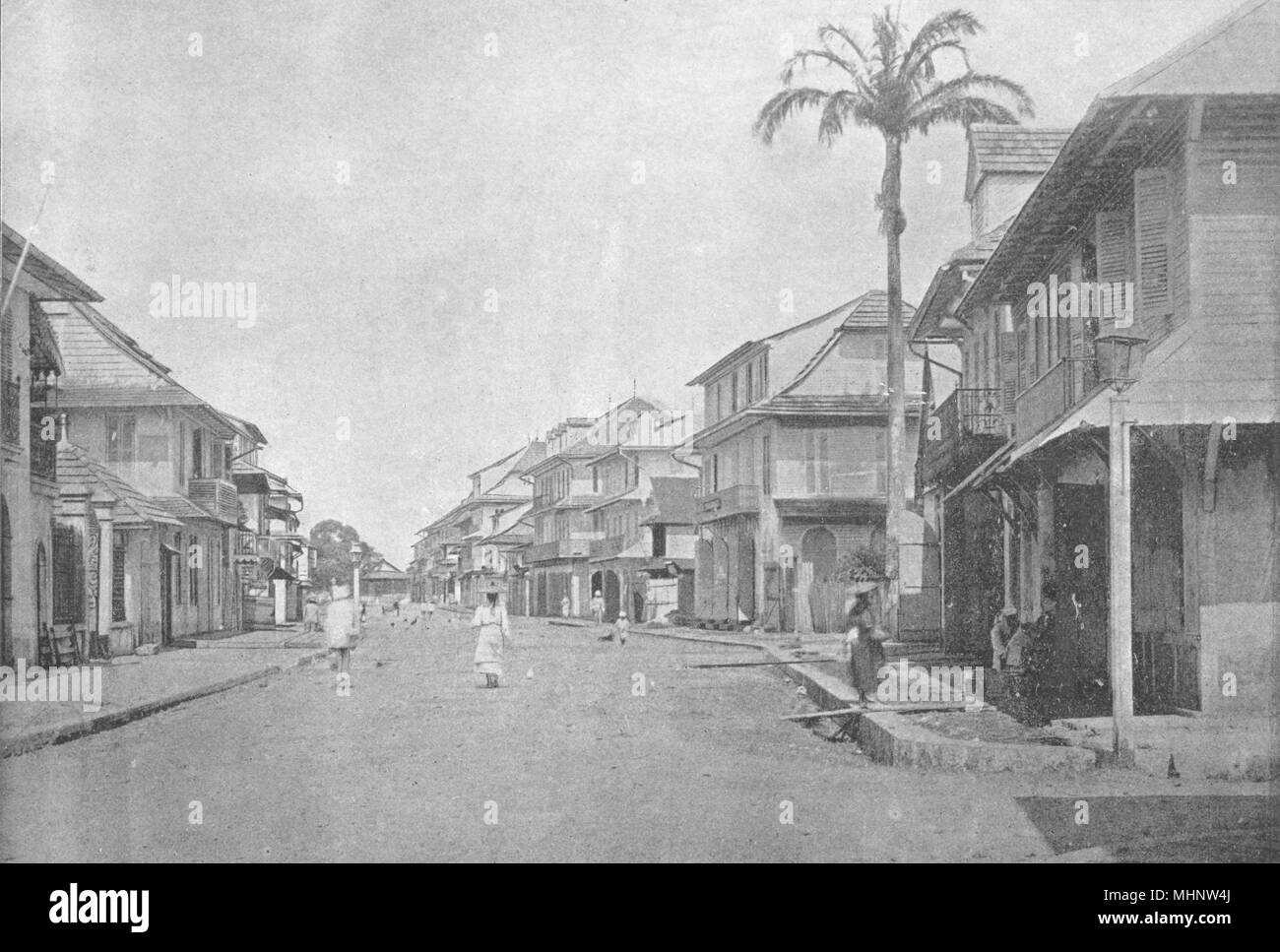 FRENCH GUIANA. Cayenne. Une rue 1895 old antique vintage print picture ...