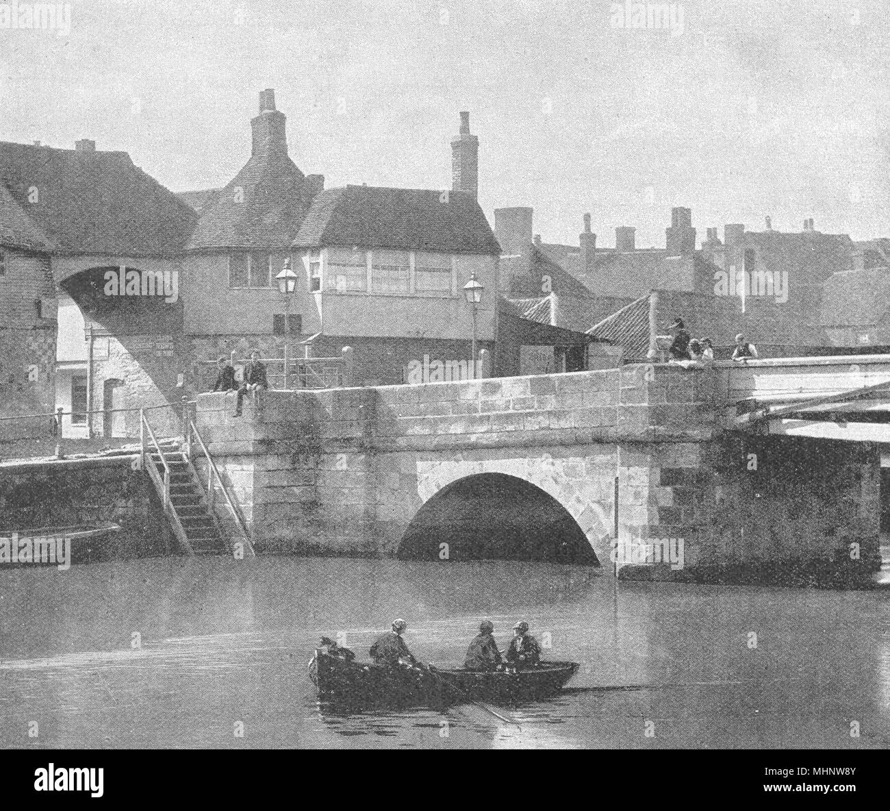 KENT. Sandwich. The Old Bridge and Barbican 1901 antique print picture ...