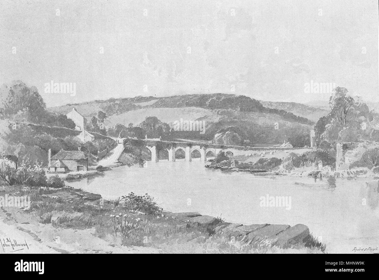 DEVON. Tavistock New Bridge 1901 old antique vintage print picture ...