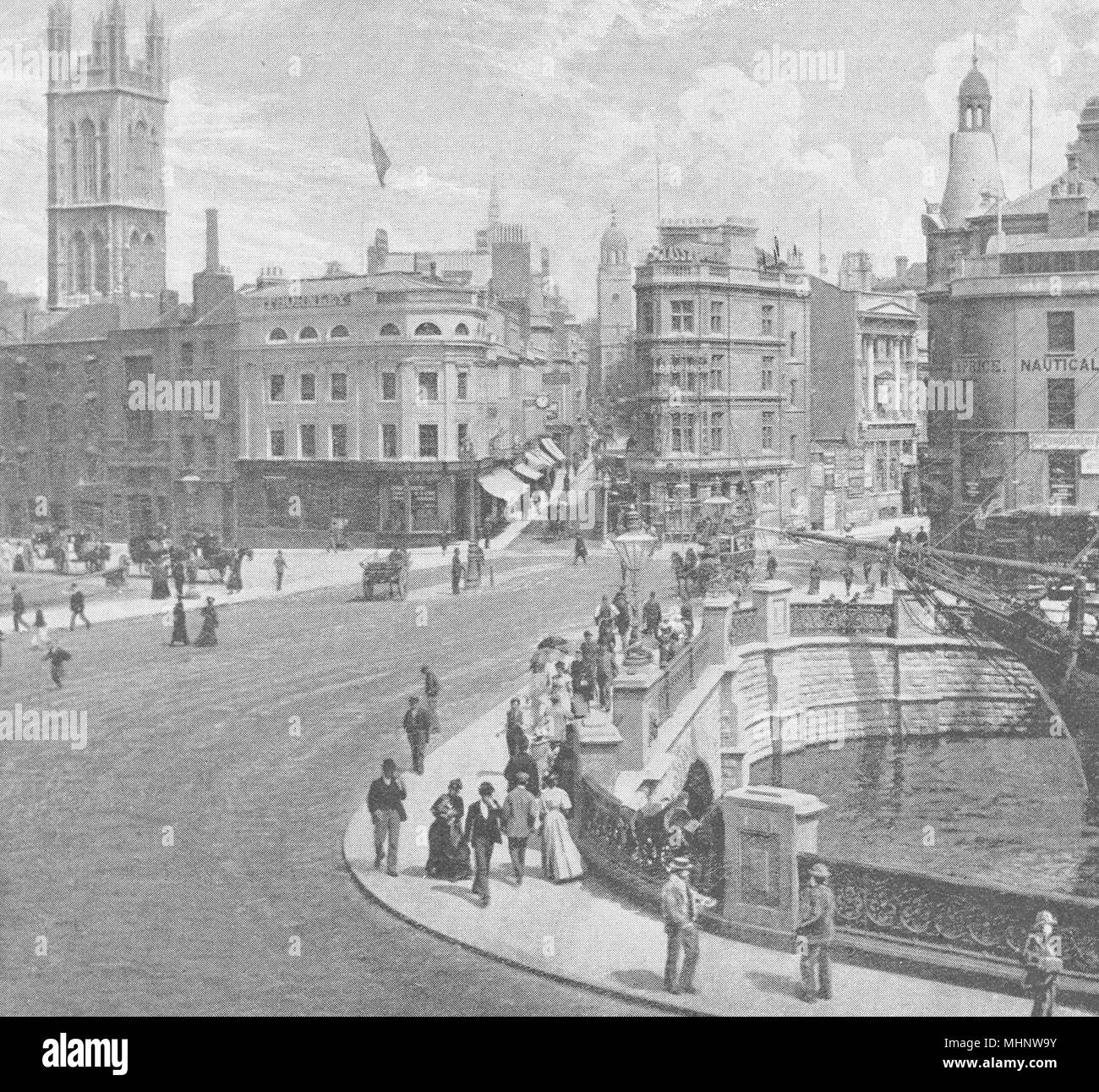 GLOUCESTERSHIRE. Bristol, old Drawbridge across Harbour 1901 antique ...