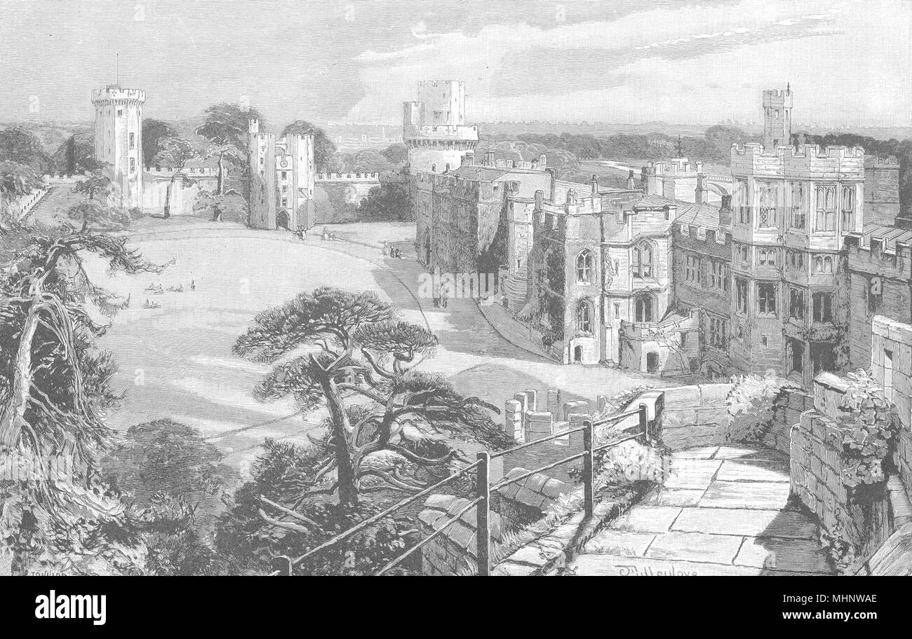 WARWICKSHIRE. Warwick Castle 1901 old antique vintage print picture ...