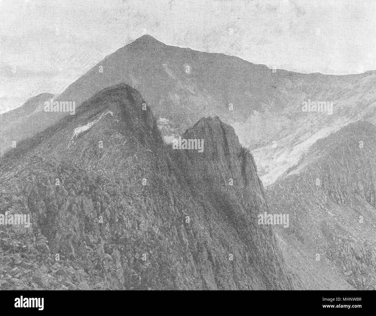 WALES. Snowdon, from Crib- goch 1901 old antique vintage print picture ...