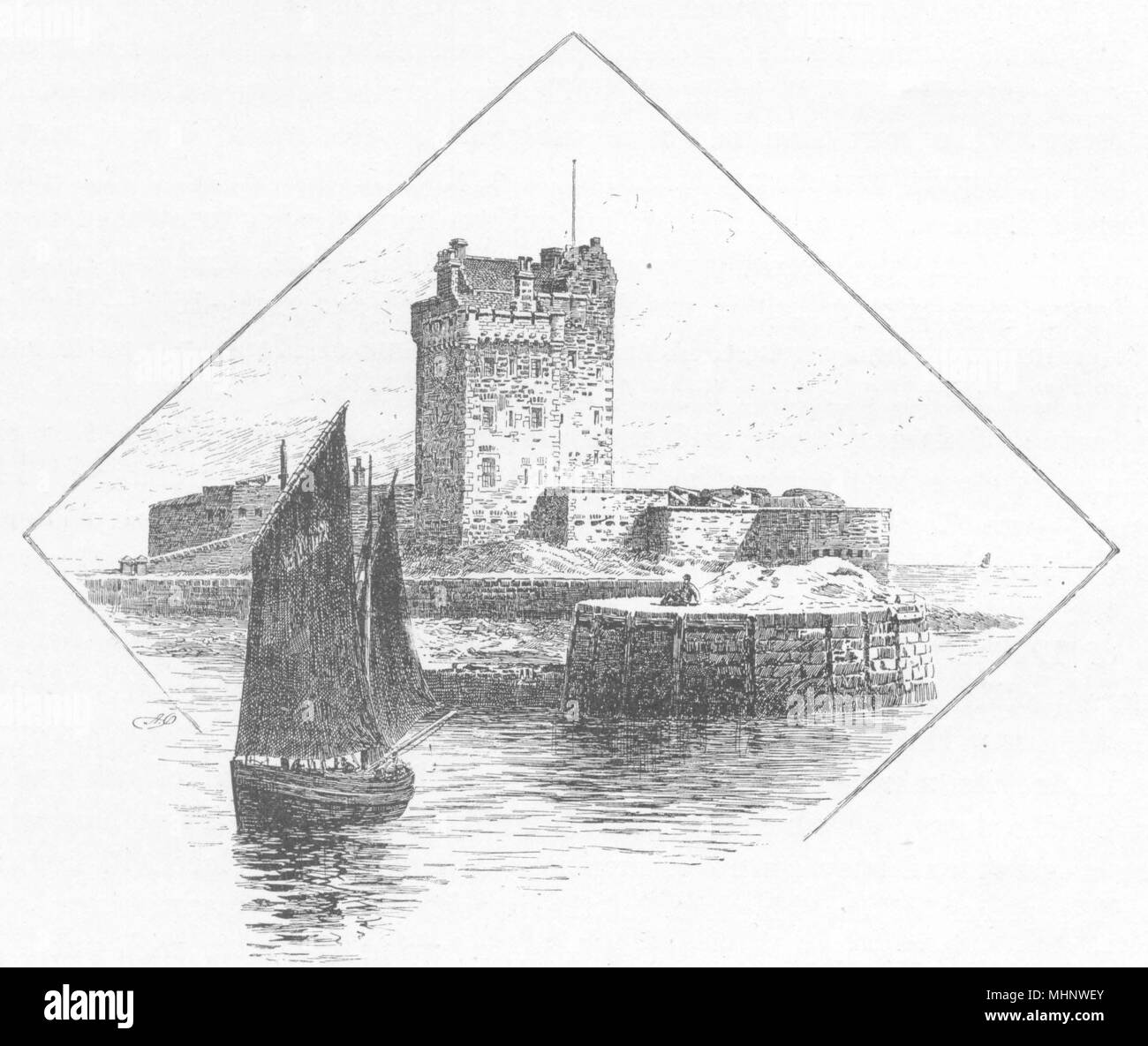 SCOTLAND. Broughty Ferry castle 1901 old antique vintage print picture ...