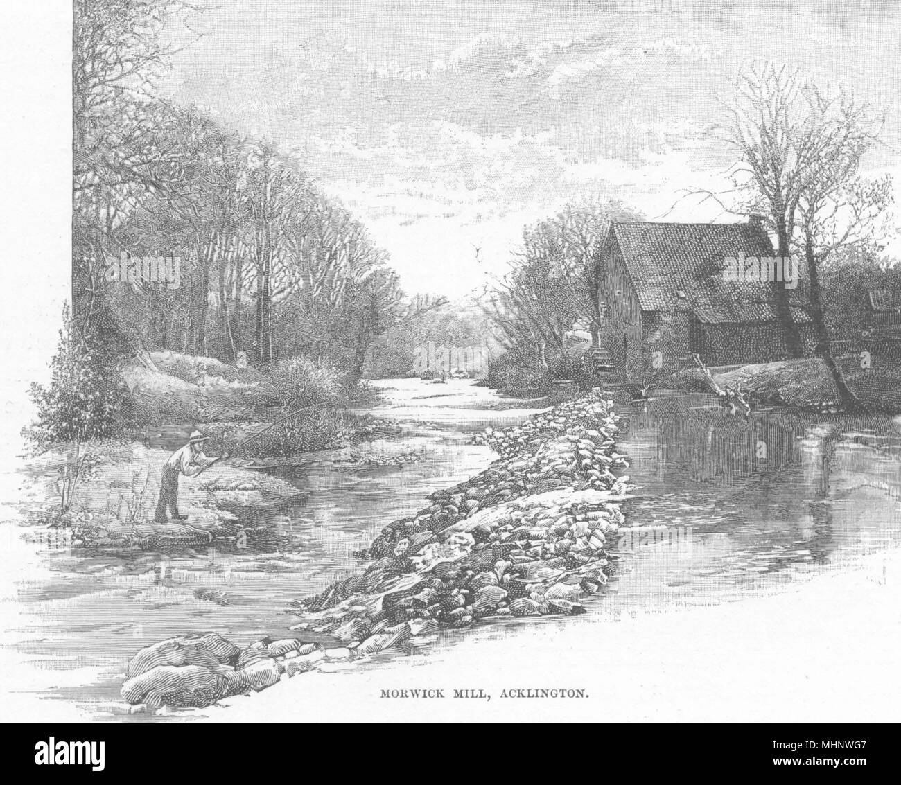 NORTHUMBERLAND. Morwick mill, Acklington 1901 old antique print picture ...