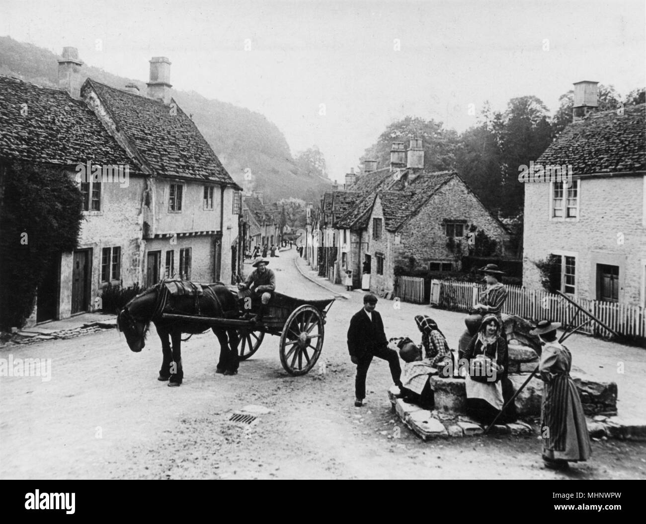 Village scene in Castle Combe, Wiltshire, 1890s Stock Photo - Alamy