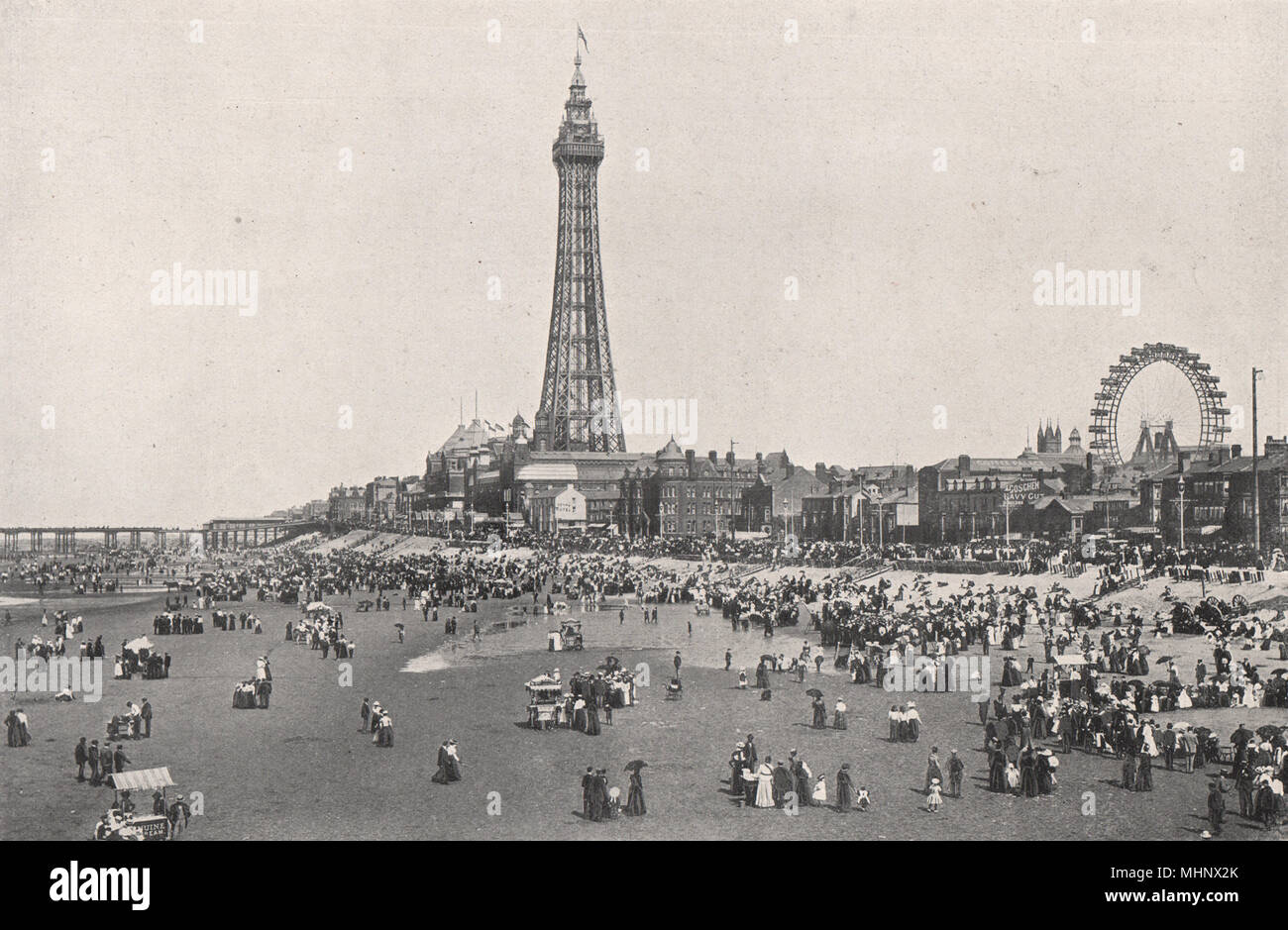 BLACKPOOL. beach & town. Crowds. Tower and Great Wheel. Lancashire 1900 ...