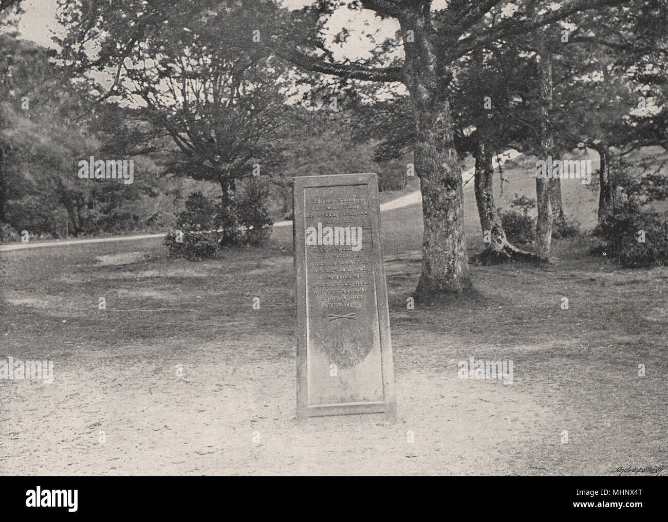 NEW FOREST. Rufus Stone. Hampshire 1900 old antique vintage print ...