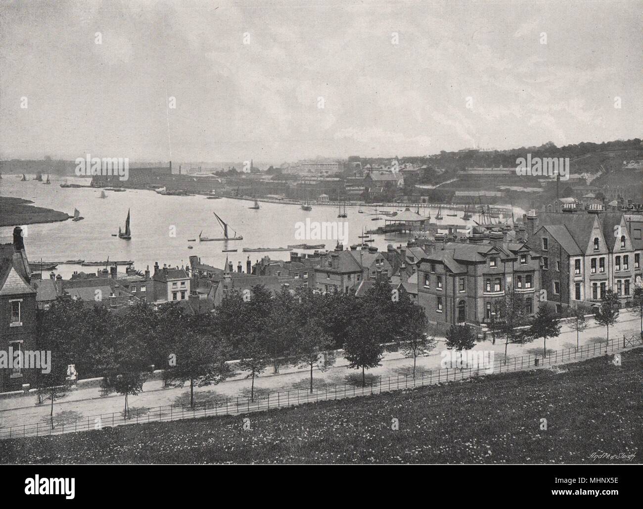CHATHAM. View of the town & Medway. Kent 1900 old antique print picture ...