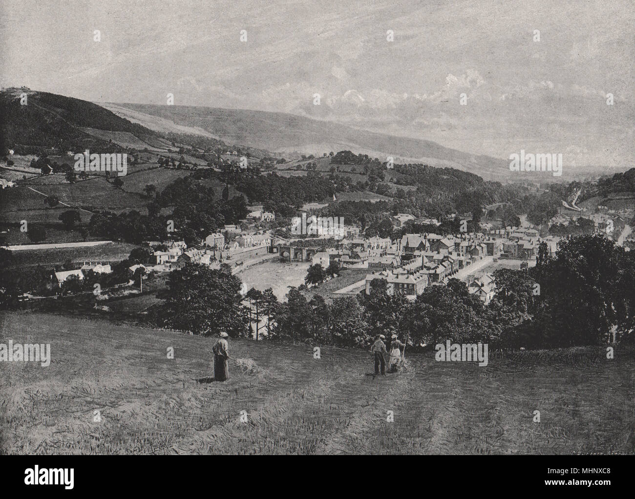 WALES. Llangollen and Crow Castle 1900 old antique vintage print ...