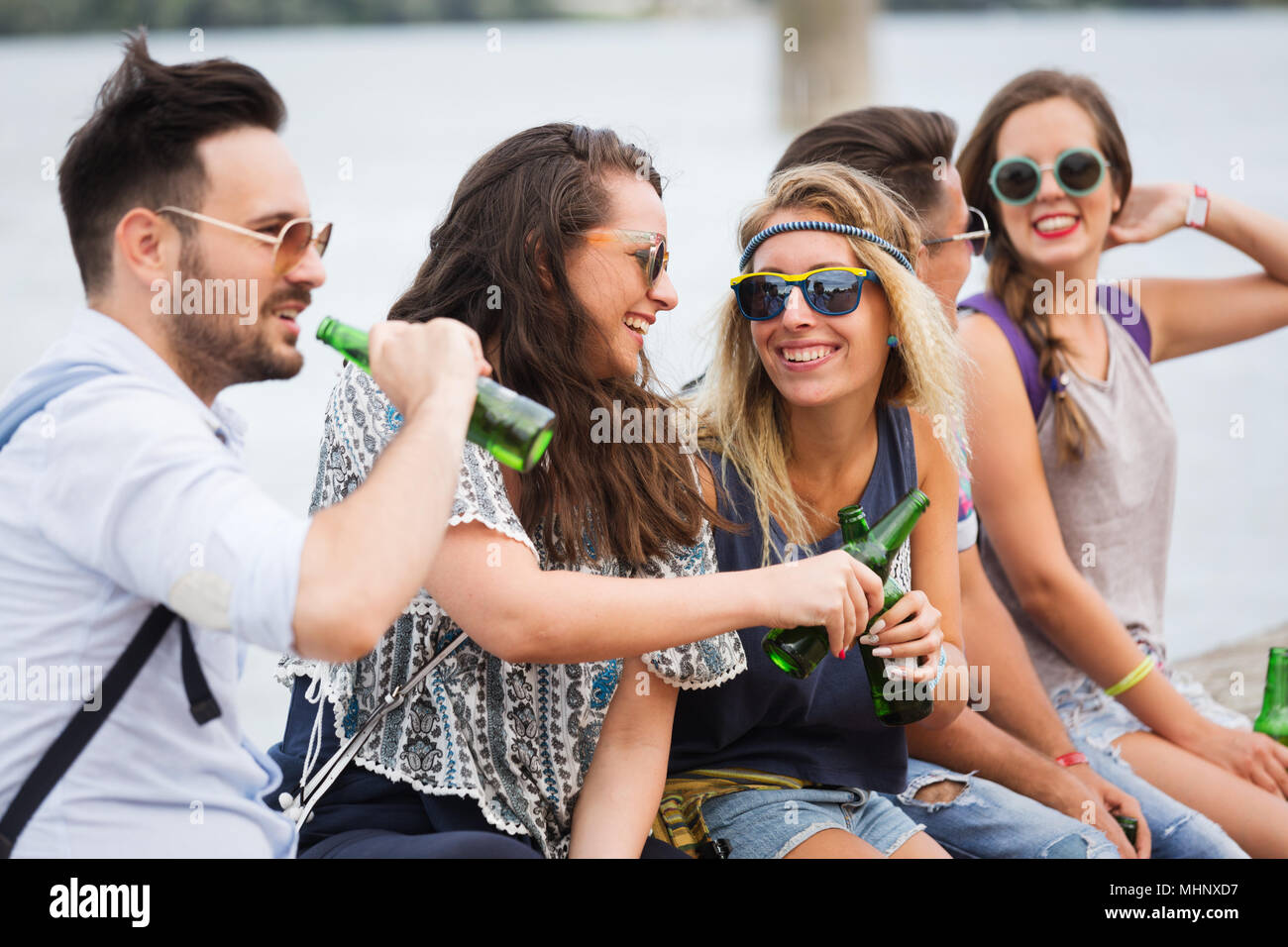 Group of young happy friends having fun time Stock Photo - Alamy