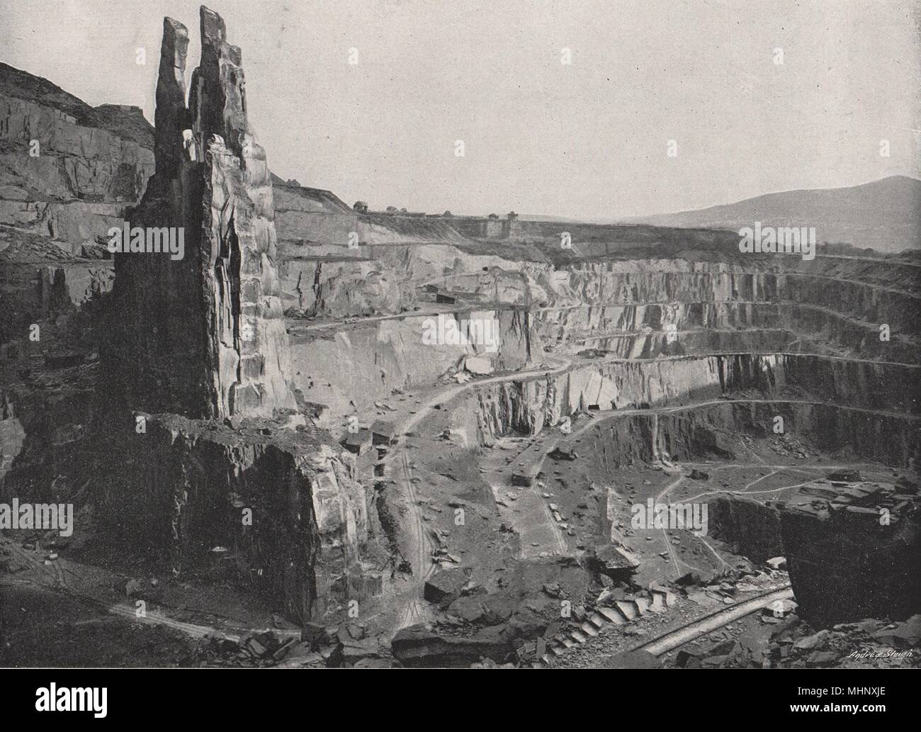 WALES. Penrhyn Slate Quarries 1900 old antique vintage print picture ...