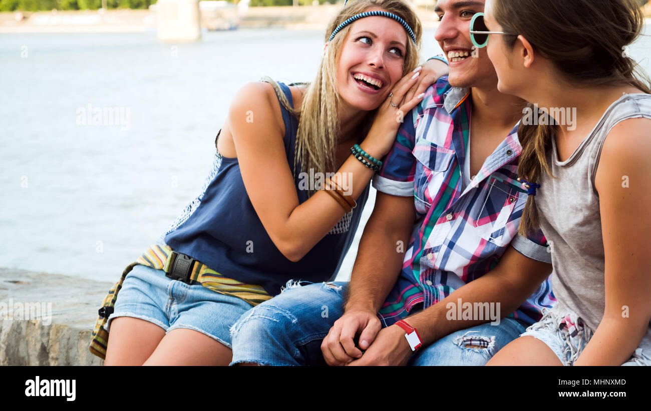 Group of young happy friends having fun time Stock Photo - Alamy