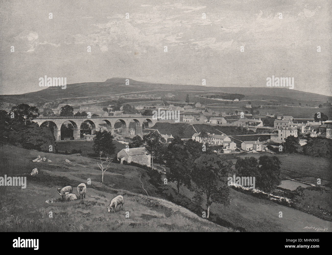 YORKSHIRE. Ingleton 1900 old antique vintage print picture Stock Photo ...