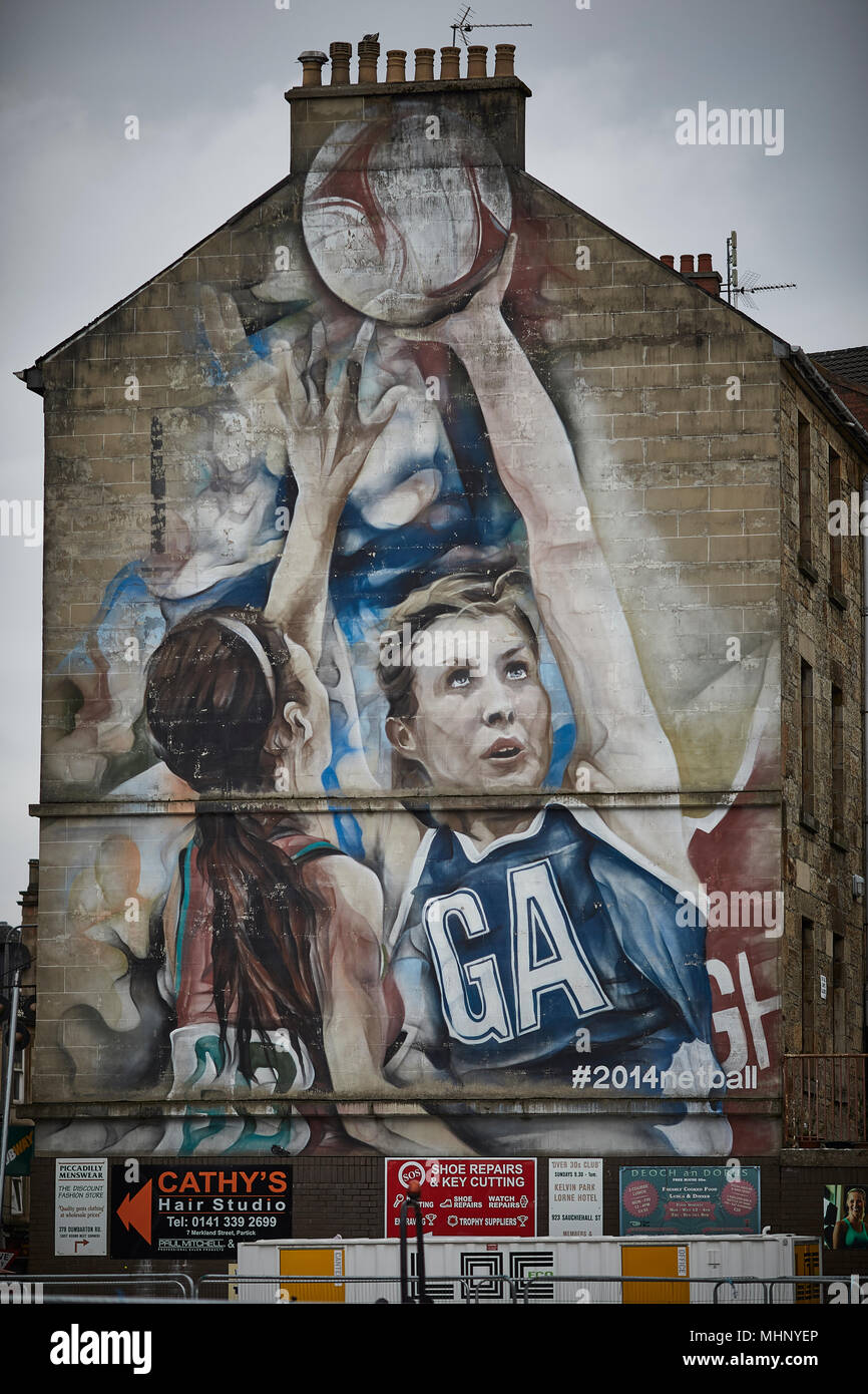 Glasgow in Scotland, Patrick Commonwealth 2014 murals Stock Photo - Alamy