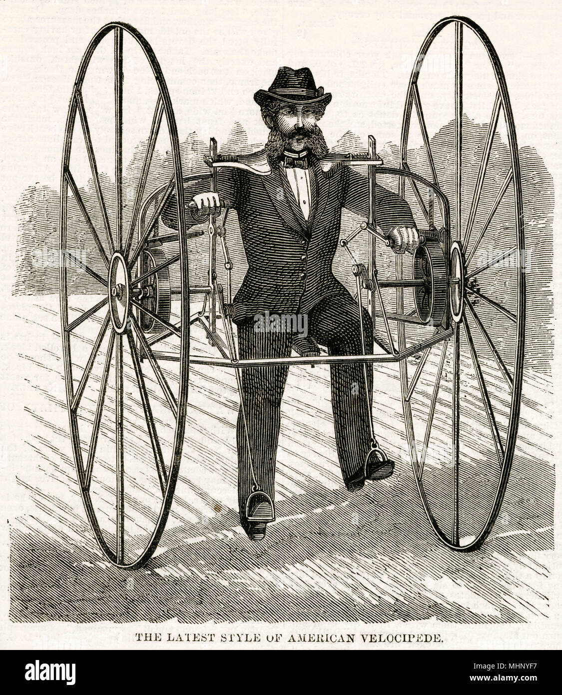 Latest style of American velocipede 1869 Stock Photo - Alamy