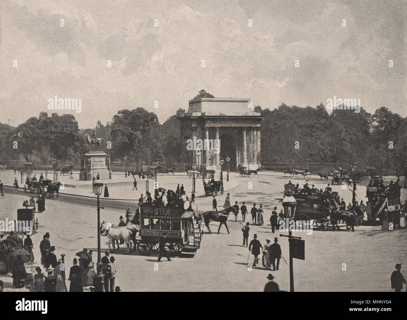 The Green Park Arch, Wellington Place. London 1896 old antique print ...