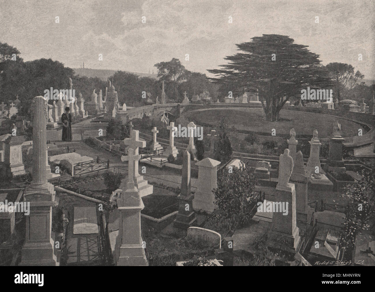 Highgate Cemetery. London 1896 old antique vintage print picture Stock ...