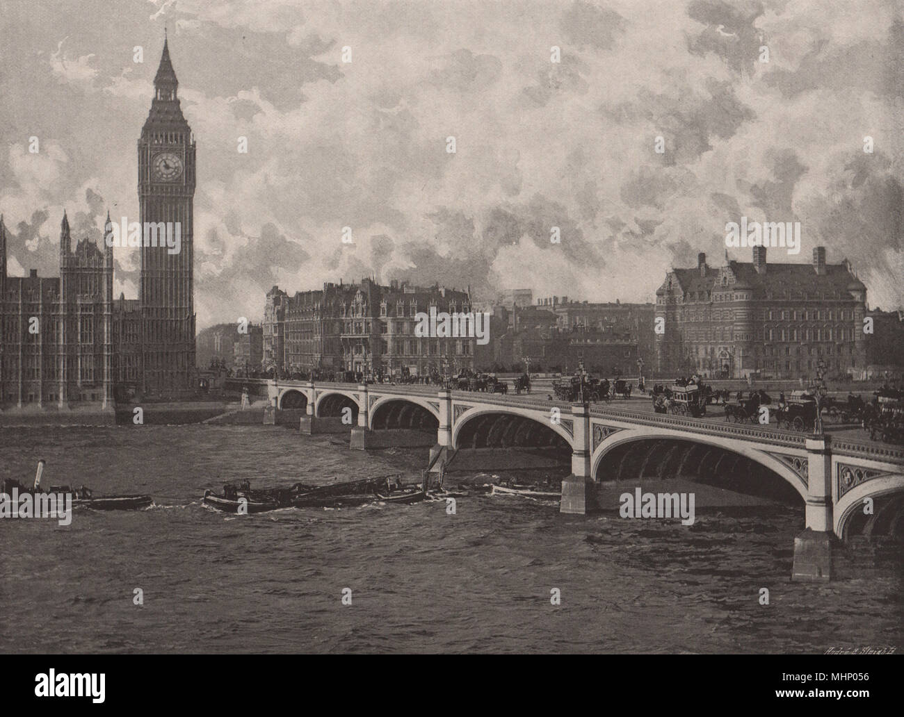 Westminster Bridge . London 1896 old antique vintage print picture ...