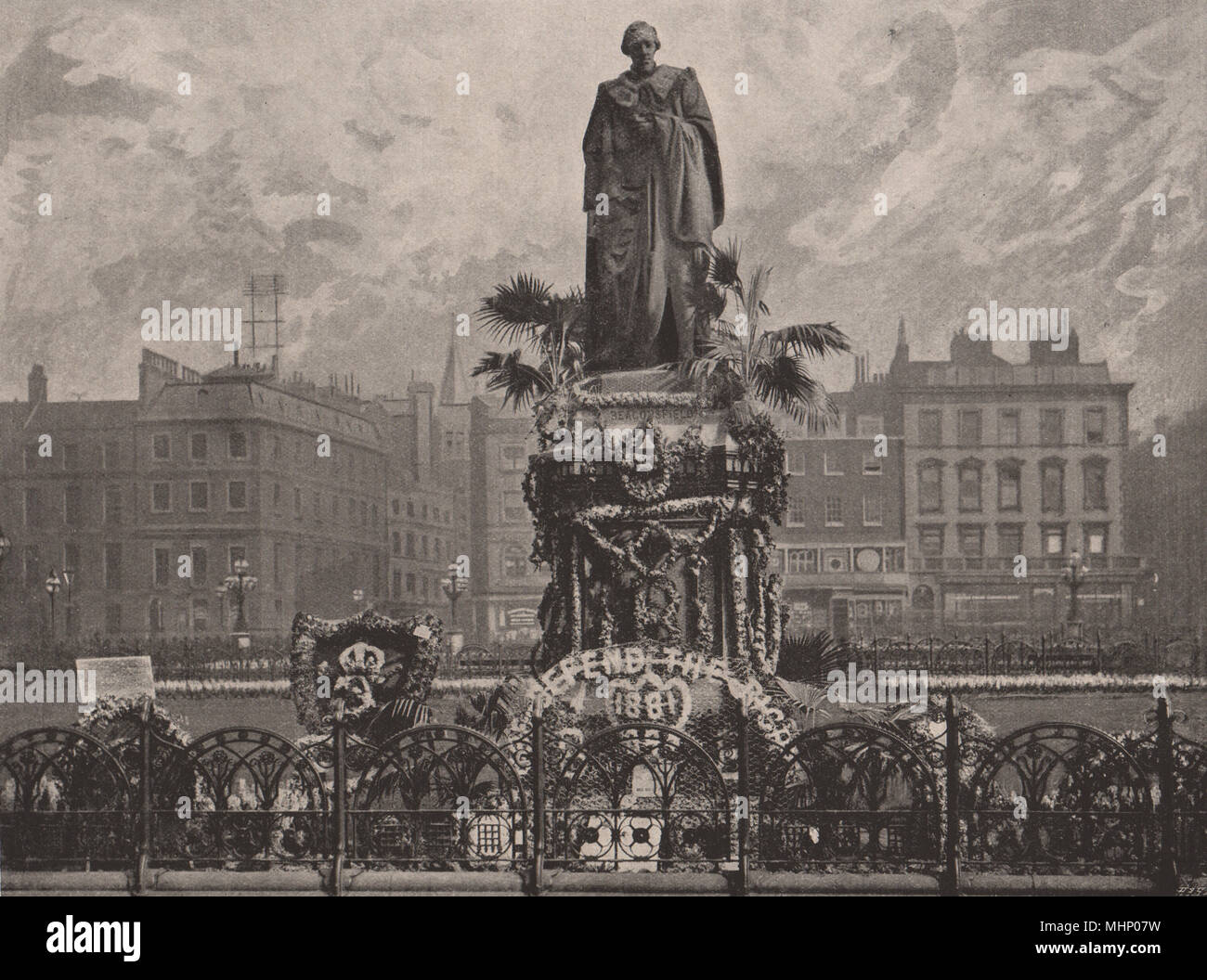 Lord Beaconsfield's Statue on Primrose day, 1895. London 1896 old print ...