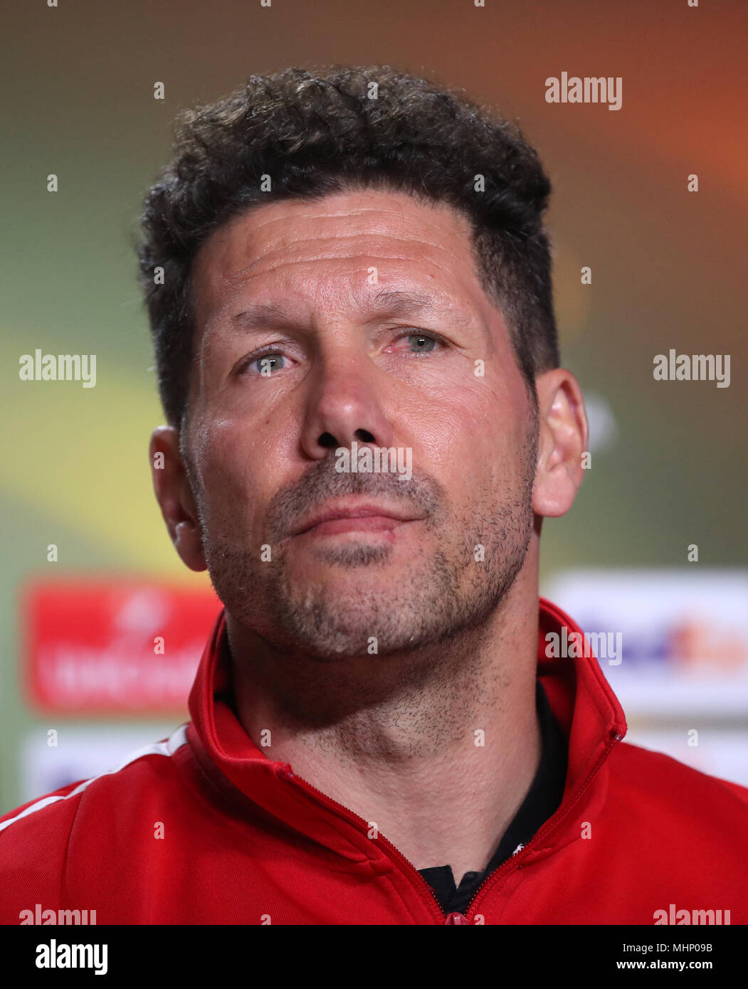 Atletico Madrid manager Diego Simeone during the press conference at ...
