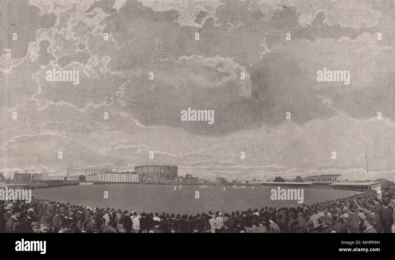 Cricket at Kennington Oval. London 1896 old antique vintage print ...